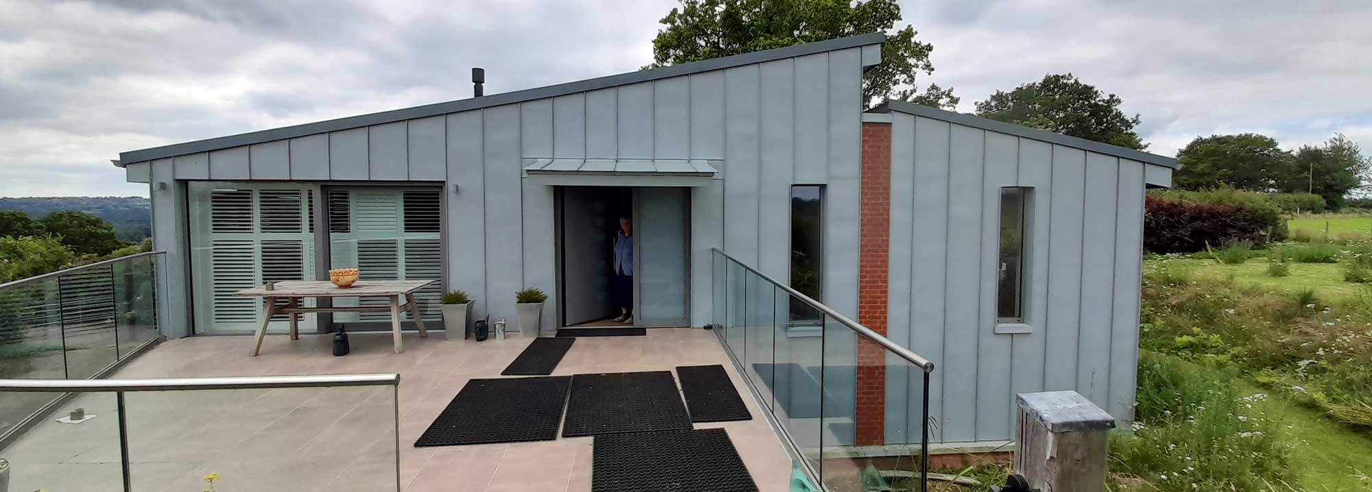 Contrasting zinc finishes on house in Mayfield, E Sussex - Metal Roof Ltd